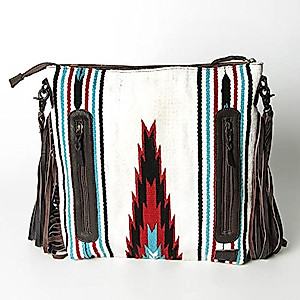 American Darling Cross Body Vintage Bag Large Leather Fringe Crossbody Purse Western Handbags Quilted Saddle Blanket Cowhide Stylish Handmade Shoulder Handbag Hand Carved Strap (ADBGZ104), White