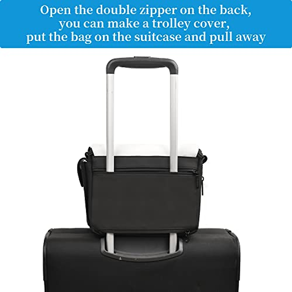 Cwatcun Camera Shoulder Bag, Waterproof Camera Crossbody Case, Compact Photography Backpack, Compatible with Canon/Nikon/Sony/Fuji DSLR/SLR/Mirrorless Camera, Lens and Accessories, White