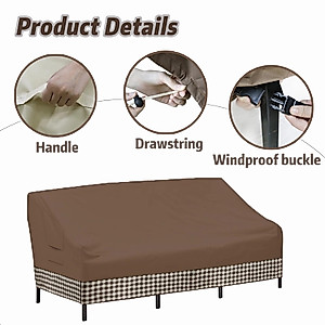 WBLCDH Outdoor Loveseat Cover, Patio Couch Cover, Waterproof 3-Seater Patio Love Seat Cover, Waterproof Outdoor Furniture Covers with Air Vent and Handles, Outdoor Sofa Cover