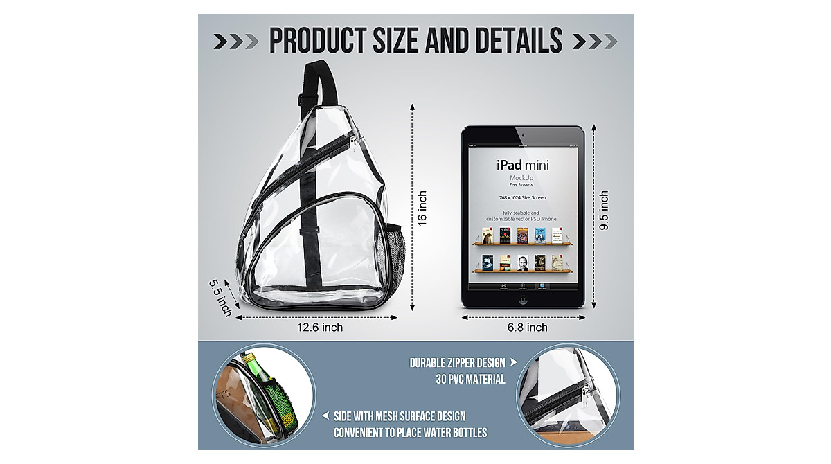 Silkfly 6 Piece Transparent Sling Bag for Events & Travel