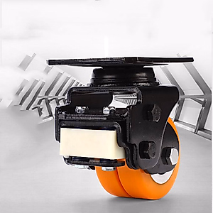 Chair Castors,Swivel Caster Wheels,Yellow Swivel Gate Wheel Polyurethane Plate Caster Fence Hardware,Heavy Duty Double Wheel,Scalable Double Spring Loaded,Secondary Shock Absorption,Plane Bearing,for