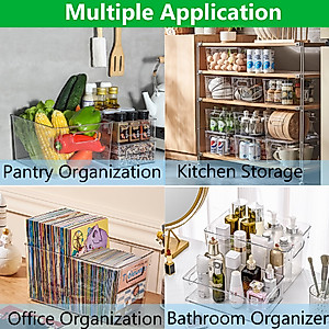 Yipaga Set of 8 Clear Plastic Storage Bins, Stackable Storage Containers for Pantry Organization and Kitchen Storage Bins, Refrigerator Organizer Bins with Handle, Home Edit Cabinet Organizers