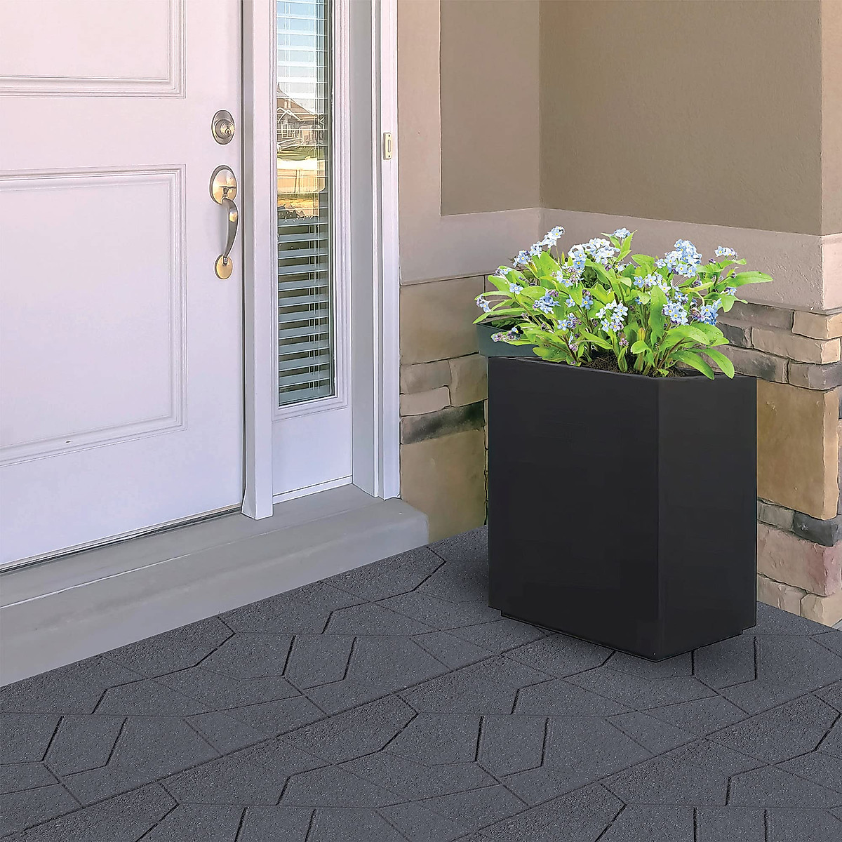 Rubberific Dual Sided Rubber Paver Tile - 16" X 16" X 3/4" (Gray, 1 Tile)