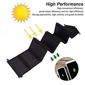 Portable Solar Panel, 20W 5V Monocrystalline Silicon Solar Bag Foldable Dual USB Output Outdoor Power Charging Bag Solar Charger for Outdoor Camping Travel
