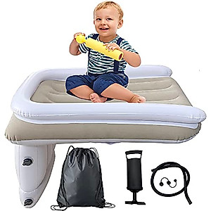 Inflatable Toddler Travel Bed, Baby Airplane Seat Extender, Inflatable Airplane Bed for Kids Included Inflatable Travel Bed, Manual Pump, Travel Bag