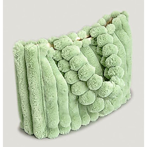 Women's Tote Handbag Fleece Shoulder Bag Hobo Tote Bag Faux Fur Retro Casual Clutch Cute