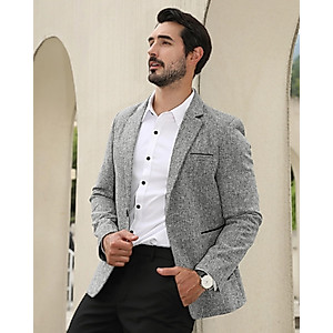 Men's Suit Jacket One Button Slim Fit Sport Coat Business Daily Blazer Large Z/Grey