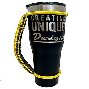 Creating Unique Designs Handmade Elastic Tumbler Handles 20 30 32 40 oz (Handle Only) (Yellow Charcoal Gray)