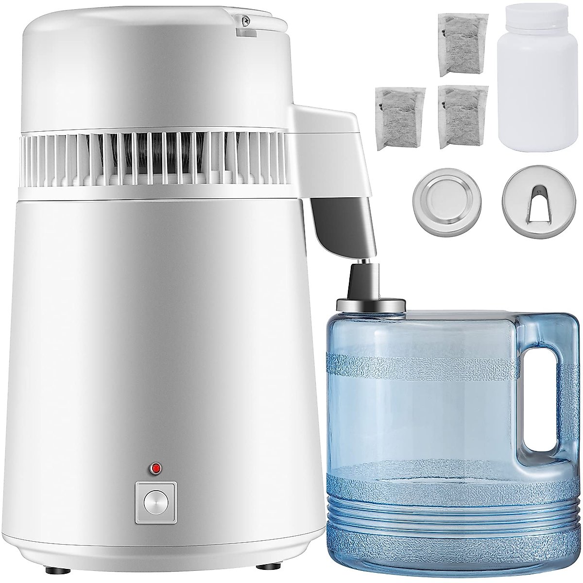 Mophorn Pure Water Distiller 750W, Purifier Filter Fully Upgraded with Handle 1.1 Gal /4L, BPA Free Container, Perfect for Home Use, White