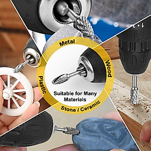 Decymis Carbide Burr Set Compatible with Dremel Rotary 1/8"" Shank 10PCS Die Grinder Rotary Tool Rasp Bits Accessories for Woodworking Drilling Metal Carving Engraving Polishing Double Cut