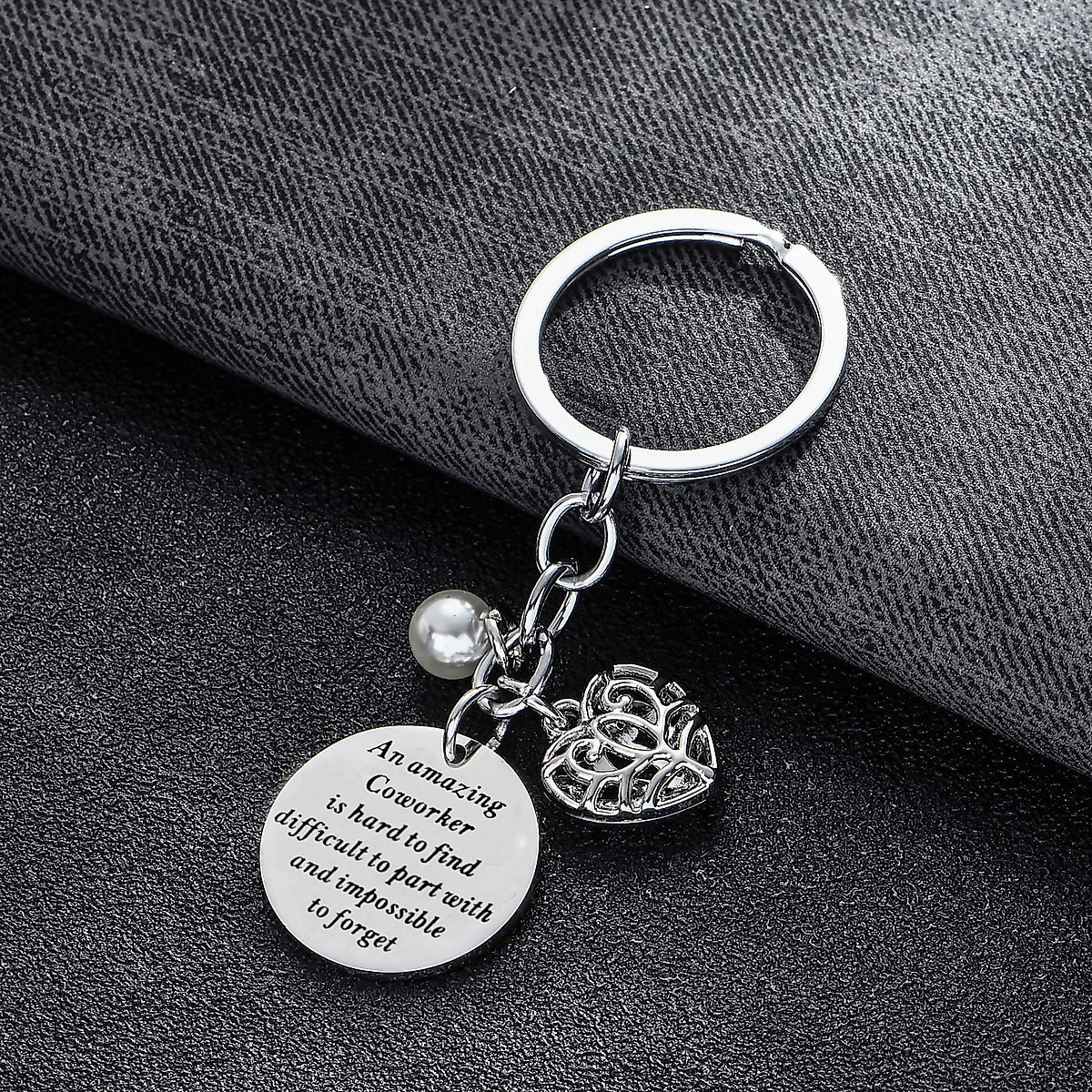 BESPMOSP Coworker Leaving Heart Keychain an Amazing Coworker is Hard to Find Difficult to Part with and Impossible to Forget Goodbye Gifts for Best Coworker Colleague and Boss