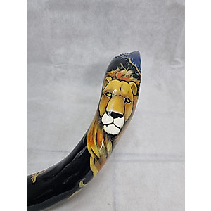 Sale for shofar Yemenite Polish Horn Size 46" Paint Painted Kudu lion of Judah From Israel Active