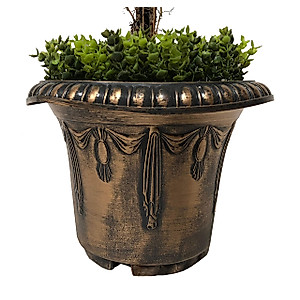 AMERIQUE Gorgeous 5 Feet Dense Triple Ball-Shaped Boxwood Topiary Artificial Tree Silk Plant, with Decorative Pot, Feel Real Technology, Super Quality, Green