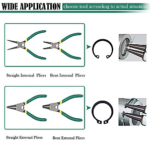 Queta 4pcs 7-Inch Snap Ring Pliers Set Heavy Duty Internal/External Circlip Pliers Kit with Straight/Bent Jaw CR-V Steel for Ring Remover Retaining C Clip Pliers with Storage Bag