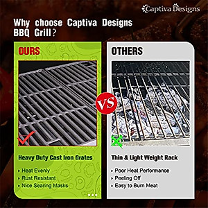 Captiva Designs 4-Burners Propane Gas BBQ Grill with Side Burner & Porcelain-Enameled Cast Iron Grates, 42,000 BTU Output Stainless Steel Grill for Outdoor Cooking Kitchen and Patio Backyard Barbecue