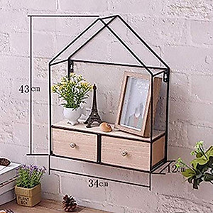 PIBM Stylish Simplicity Shelf Wall Mounted Floating Rack Shelves Triangle House Iron Art Solid Wood Drawer Multifunction,2 Sizes, a , 25X12X35CM