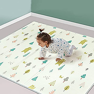 UANLAUO Foldable Baby Play Mat, Extra Large Waterproof Activity Playmats for Babies,Toddlers, Infants, Play & Tummy Time, Foam Baby Mat for Floor with Travel Bag