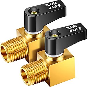 Tondiamo Air Compressor Valve, Metal Ball Type Drain Valve Brass Mini Ball Type Valve, 1/4 Inch NPT Male x NPT Female for Air Compressor (2 Pieces)