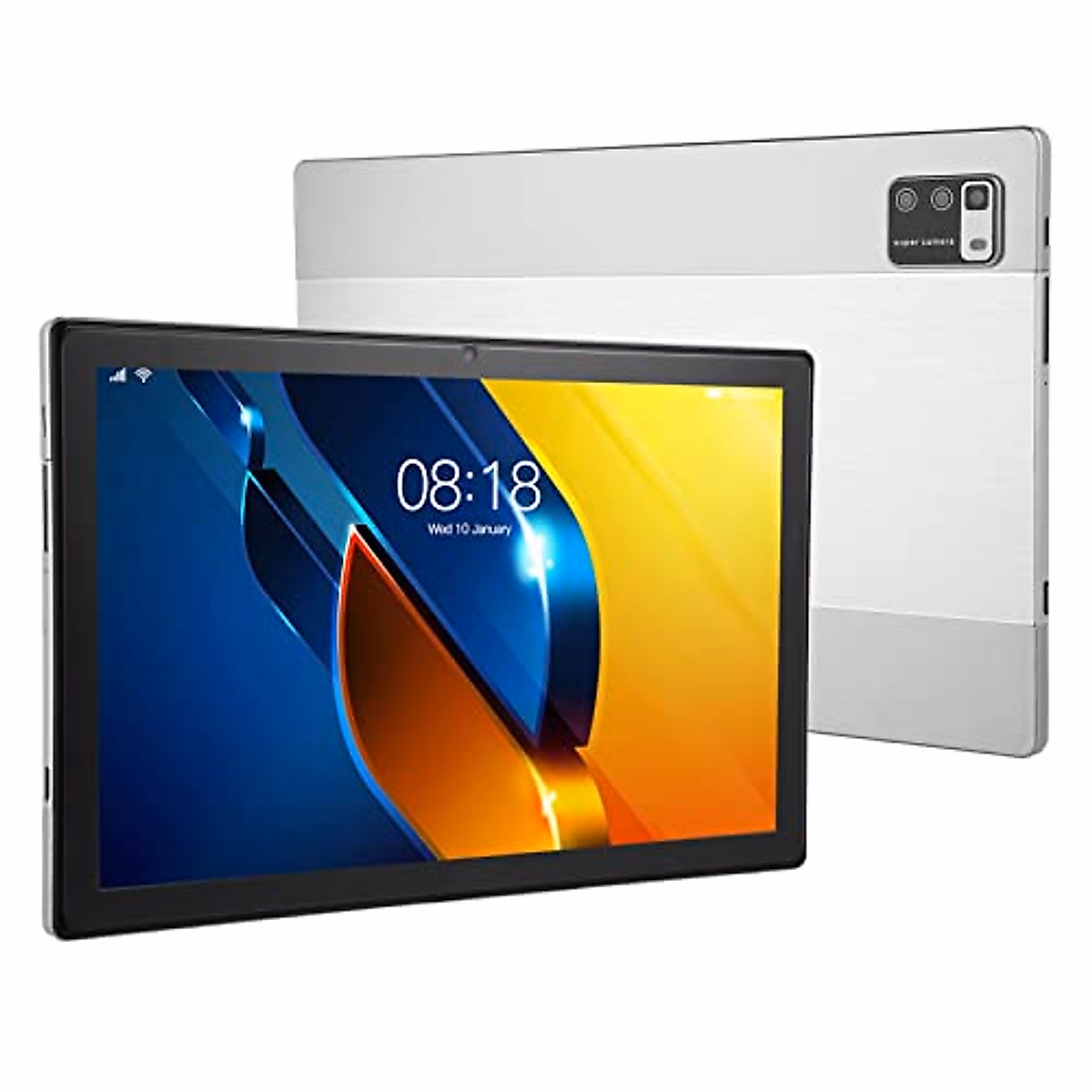 PUSOKEI 10in Tablet for Android 11,Bluetooth 5.0,1920x1200 HD MT6711 10 Cores 2.5Ghz Tablet,2.4G/5G WiFi Calling Tablet,6GB 128GB,Dual Camera,Silver(us)