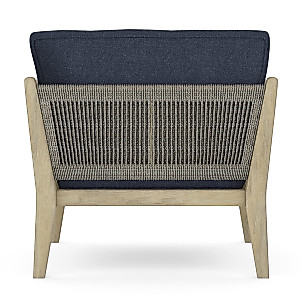 SIMPLIHOME Cayman 35 Inch Wide Contemporary Outdoor Conversation Chair with Décor Pillows in Slate Grey Polyester Fabric, For the Living Room and Family Room
