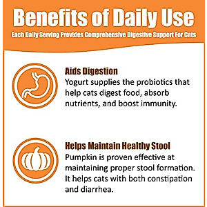 Whole Life Pet Healthy Gut Daily Supplement for Cats – Probiotics with Pumpkin. Helps Digestion + Stool Formation. Mixes in Food or with Water for Hydrating Snack