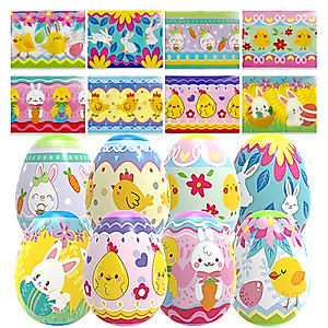 Wittocs 36 Pcs Easter Egg Wrapper Luminous Eggs Film Shrink Wraps for 2.4in Easter Eggs Chicken Bunny Egg Sleeves Decorations, New Cute Easter Egg Arounds