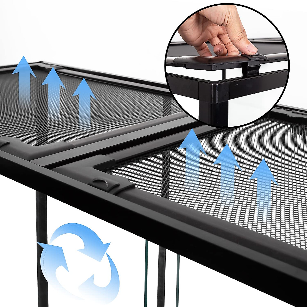 OIIBO 180 Gallon Large Glass Reptile Terrarium, 48" x 24" x 36" Tall & Wide Reptile Tank Front Opening Terrarium Tank with Double Sliding Door Top Screen Ventilation Reptile Habitat