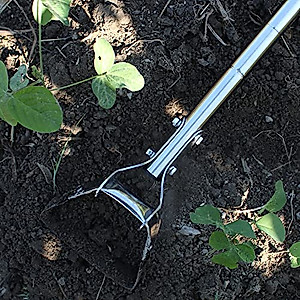 BARAYSTUS Garden Hoe for Weeding Long Handle Hula Hoe Stirrup Hoe Garden Tool Stainless Steel Poles Adjustable Long Handle Weeding Hoe, 55.9-INCH