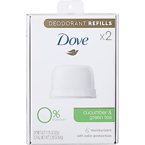 Dove Deodorant Refills Refill Kit 0% Aluminum Cucumber & Green Tea Aluminum Free Deodorant 1.13 oz