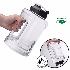 VENNERLI Half Gallon Water Jug 2 Liters Large Sports Water Bottle with Handle Reusable BPA-Free 64 OZ Plastic Gallon Water Jug Wide Mouth for Home Drinking Outdoor Gym Hiking Fitness
