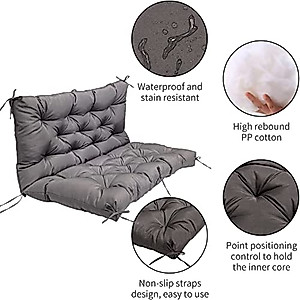 Swing Cushions 2-3 Seater Replacement Waterproof Porch Swing Cushions with Backrest and Straps Thicken 4" Swing Cushion Replacement for Outdoor Swing Cushions Patio Garden Furniture Terrace (60*40in)
