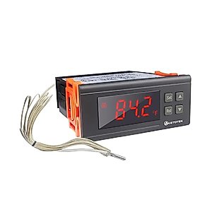 KETOTEK KT8230 Digital Temperature Controller Thermostat Regulator 120VAC 30A Fahrenheit -22~572℉ Heating Cooling for Incubator Brooder Refrigerator Fermenter Greenhouse Reptile