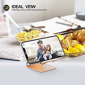 Urmust Desk Cell Phone Stand Holder Aluminum Phone Dock Cradle for iPhone 14 13 12 11 Pro Xs Max Xr X 8 7 6 6s Plus 5 5s 5c, Office Decor Office Supplies Accessories Desk (Gold)