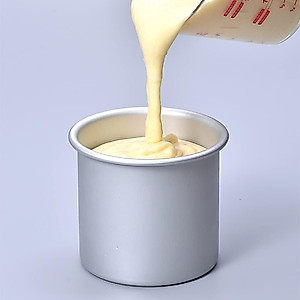 Meishen 3 Pieces 4-Inch Deep Tall Round Cake Pan Set, Includes 4-Inch, 6-Inch and 8-Inch Anodised Aluminum Cake Pans with Removable Bottom, for Baking, Healthy & Heavy Duty, Easy Clean