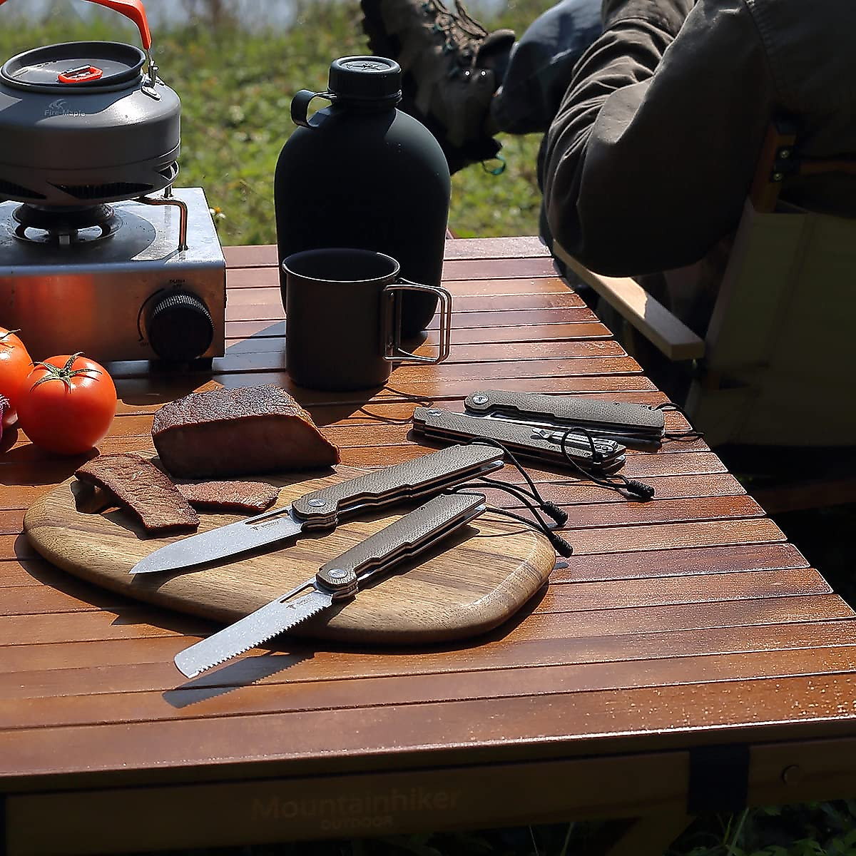 SHOOZIZ Folding Serrated Bread Knife - 3.8 Inch - XUN Series 119-D2 Steel - inen Mikta Handle - Japanese-style - Outdoor Camping - pocket knife