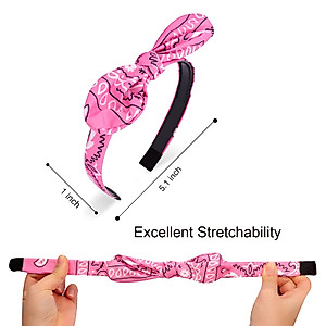 Jaciya Bow Bandana Headbands for Women Non Slip Fashion Knotted Thin Headband with Bow Cute Top Knot Hair Bands Girls Bunny Ears Headband Hair Accessories