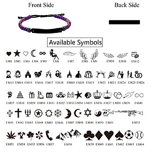 Generic Gear Shape Purple Hematite Beads Customized Name ID Bracelet for Women Girls Best Friends Birthday Graduation Gift Y1457, 1Engraving, Purple Stone