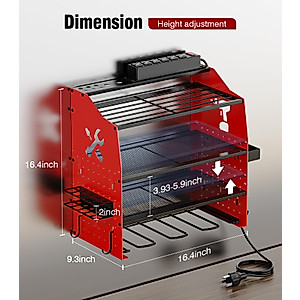 HSicily Power Tool Organizer Wall Mount, 5-Tier Garage Tool Storage with 6-Outlet Charging Station, Drill organizer Wall Mount for Power Tools, Screwdrivers, Wrenches, and Tool Organizers and Storage