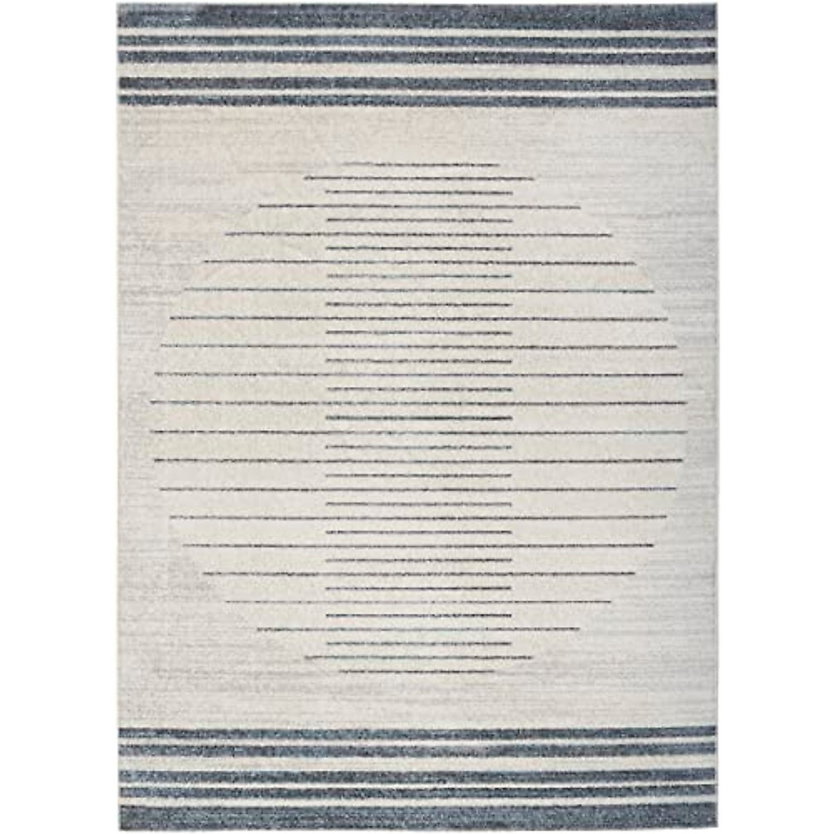 Nourison Astra Machine Washable Mid-Century Modern Ivory Blue 5'3" x 7' Area Rug, Easy-Cleaning, Non Shedding, Bed Room, Living Room, Dining Room, Kitchen (5x7)