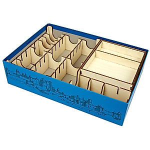 The Broken Token Board Game Organizer - Carcassonne Compatible Wood Storage Box with Multiple Trays, Rows and Dividers