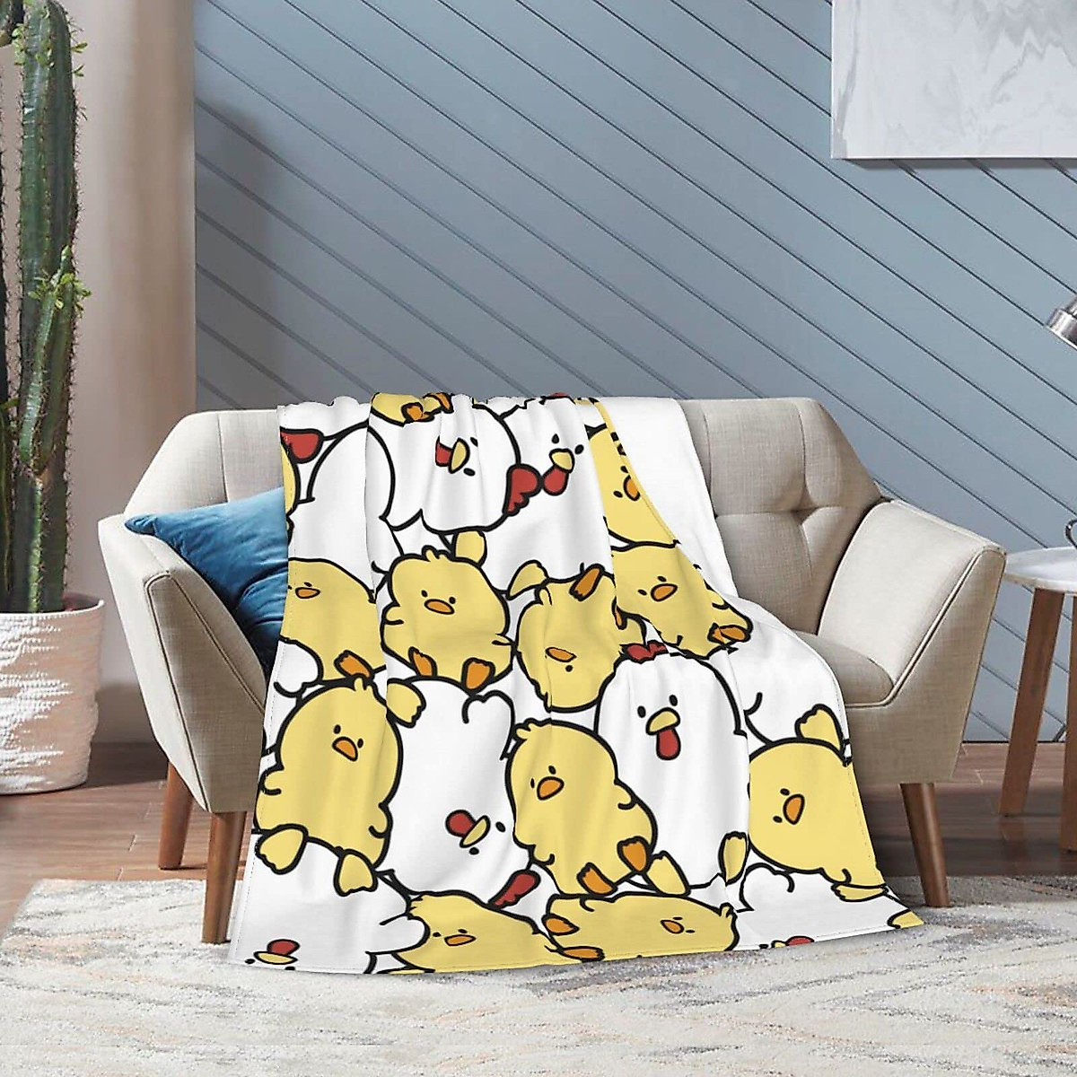 Chicken Blanket, Cute Cartoon Hen Super Soft Warm Bedding Bed Throw Blankets Girls Boys Gifts for Couch Bedroom Sofa Office, All Season Cozy Flannel Plush Blanket for Kids Adults, 50"X40"