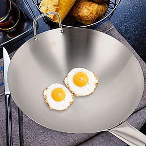 Kichvoe Round Bottom Carbon Steel Wok Pan，Carbon Steel Pow Wok，Wok And Stir Fry Pans For Home and Professional Cooking-12.5Inch