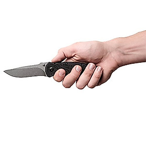 Kershaw S30V Blur Pocketknife, 3.4" S30V Powdered Stainless Steel Recurved Blade, Assisted Thumb-Stud Opening EDC