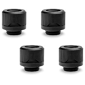EKWB EK-Quantum Torque HDC-12 Compression Fitting for EKWB Rigid Tubing, 12mm OD, Black, 4-Pack