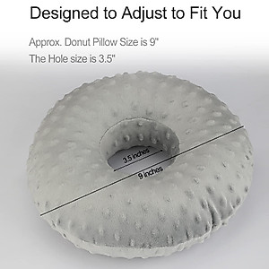 Heal n Hope Ear Piercing Pillow for Side Sleepers with Ear Hole for Ear Pain CNH, Piercing, Pain Relief Side Sleeping Pillow, Pressure Sore, Donut Pillow Ear Guard Minky Dot Light Gray