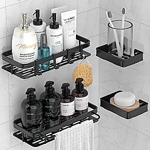 Shower Caddy, 4 Pack Shower Organizer Large Capacity Shower Shelves, Upgrade Adhesive Shower Shelf, Premium Aluminum Rustproof Shower Rack Bathroom Storage for Inside Shower