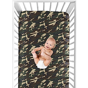 Green Camo Fitted Crib Sheet for Baby and Toddler Bedding Sets by Sweet Jojo Designs - Camo Print