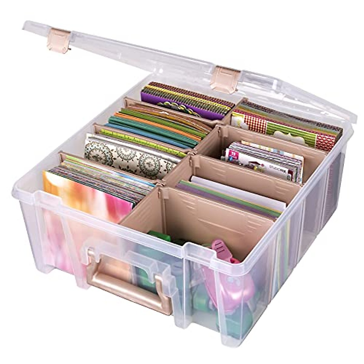 ArtBin Super Satchel Compartment Box - Stackable Durable Art Storage with 8 Removable Compartments, Smart Closure, and Portable Design for Craft Supplies, Threads, Ribbons, Paint Tubes