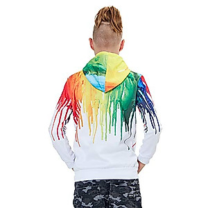 Boys Pullover Hoodie Cool Paint Drip Graphic Hoody Girl Casual Rainbow Graffiti Round Neck Sweatshirts Children Lightweight Sports Hooded Teens School Stylish Long Sleeve Clothes Fall, Paint Size 8-12