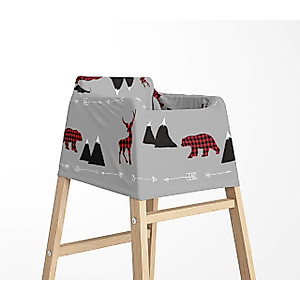 Stretchy Multi Use Cover Lumberjack Plaid Car Seat Canopy Bears Deer Nursing Breastfeeding Cover Shopping Grocery Cart High Chair Cover Woodland Bear Nursery Decor Baby Infant Boy